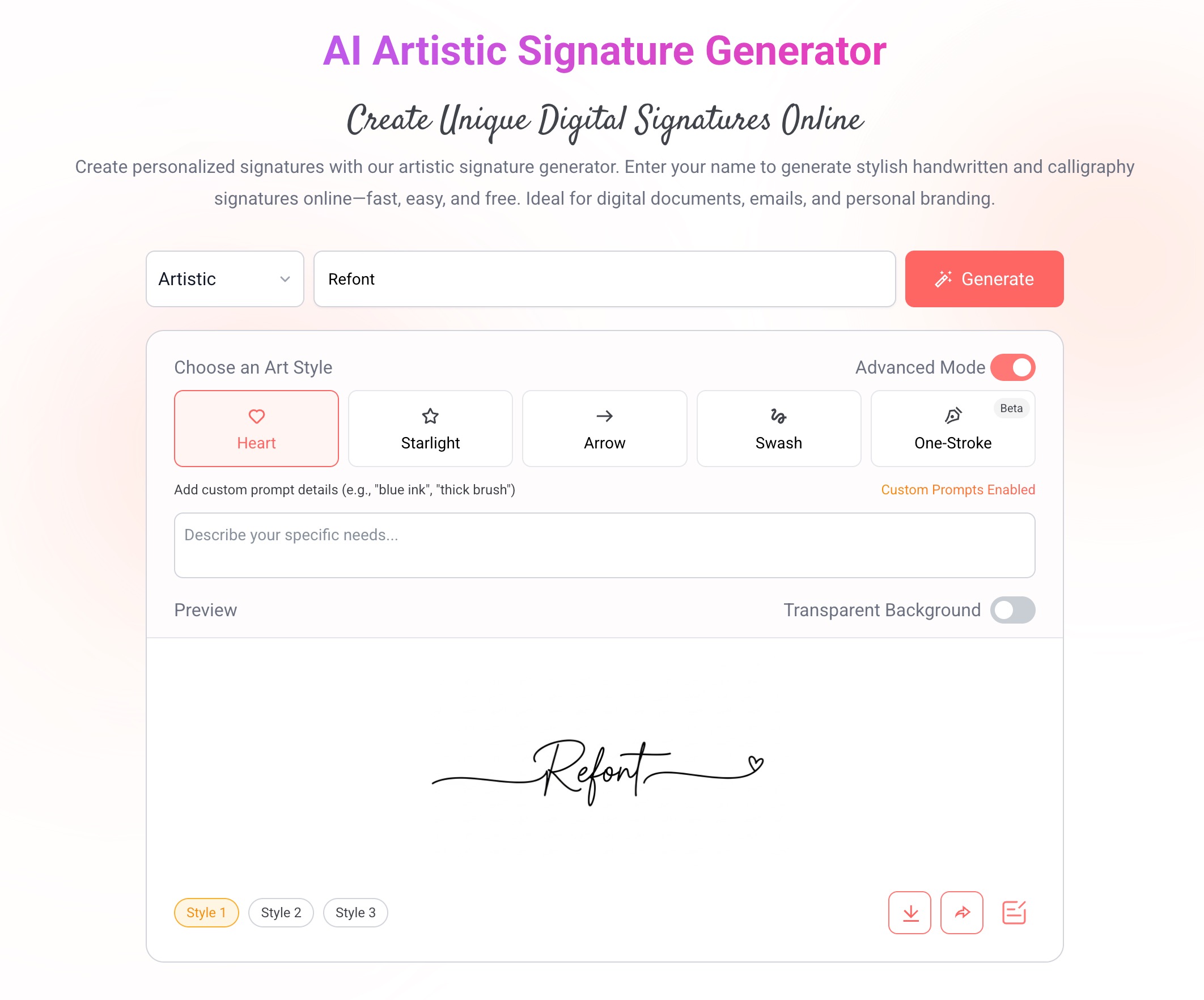 AI Artistic Signature Generator