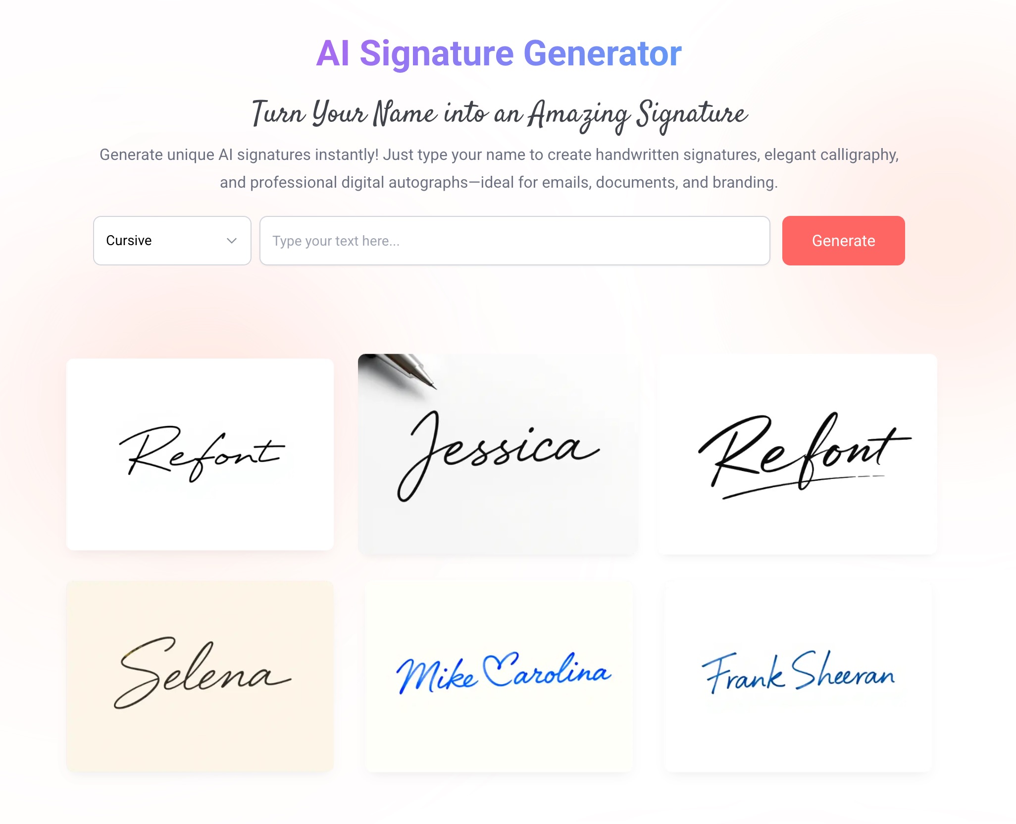 AI Signature Generator - Turn Your Name into an Amazing Signature Online
